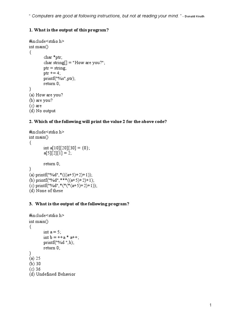 What Is The Output Of This Program Computers Are Good At Following Instructions But Not At