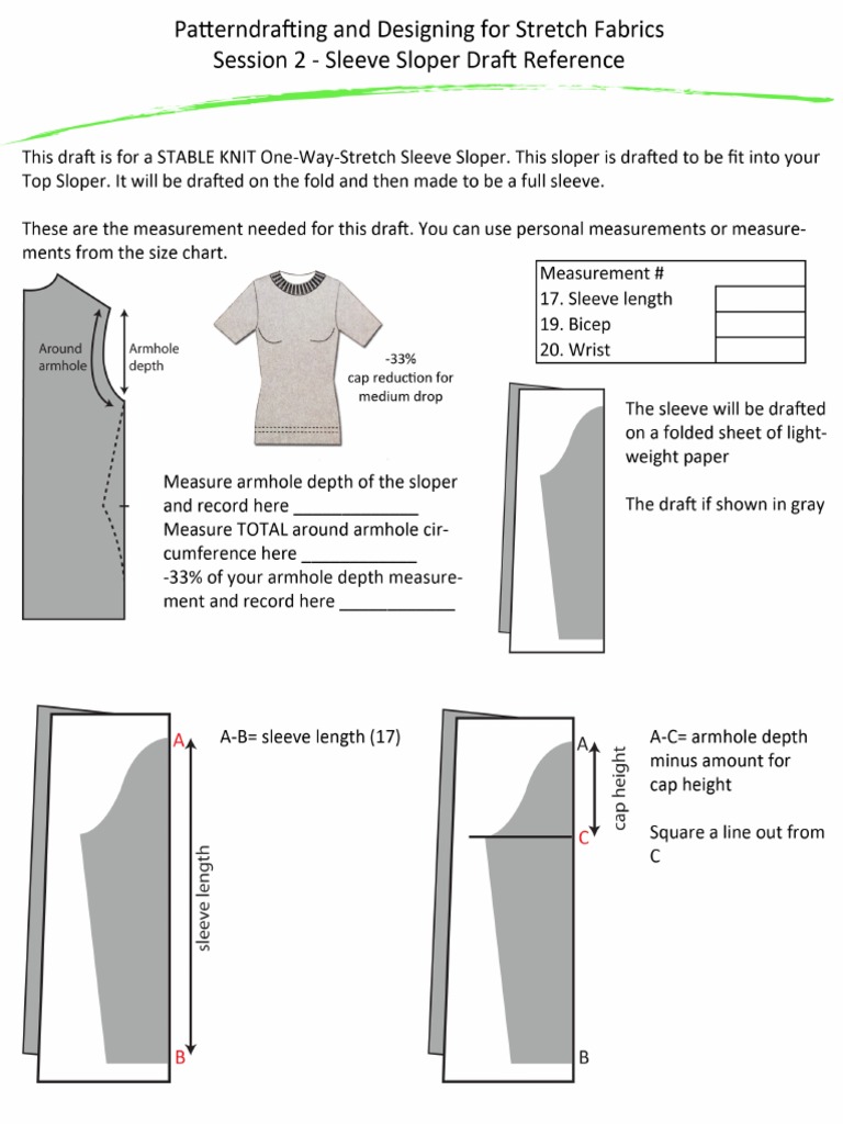 Session 2 - Sleeve Sloper Draft Reference PDF | PDF