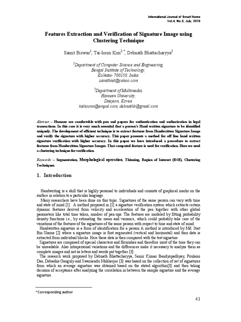 Features Extraction and Verification of Signature Image Using ...