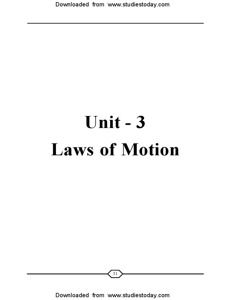 Unit - 3 Laws of Motion | PDF | Newton's Laws Of Motion | Force