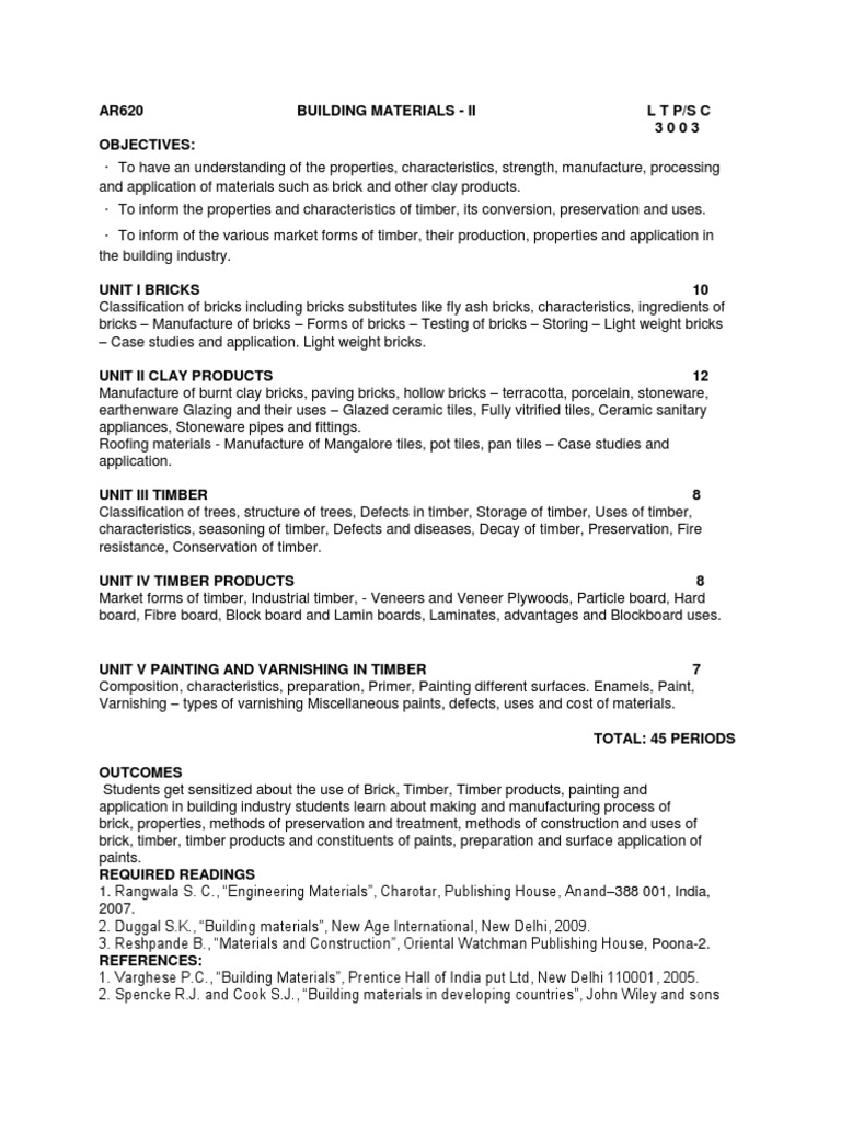 Building Materials Overview and Applications | PDF | Brick | Lumber