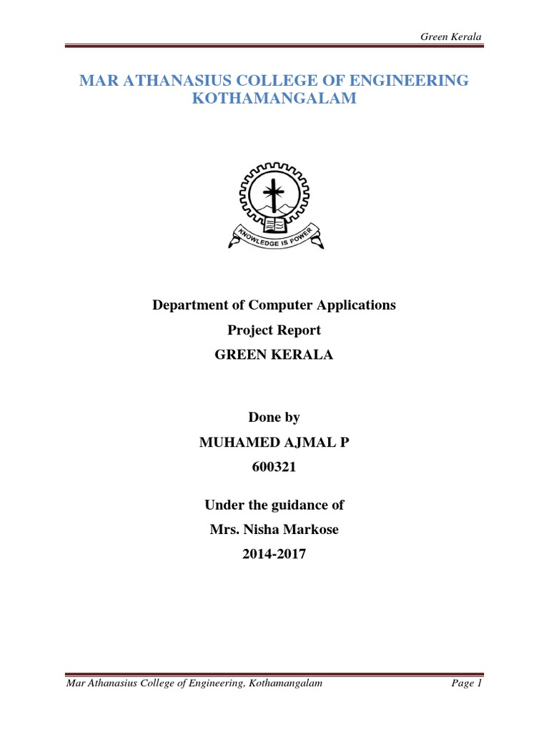 Mar Athanasius College of Engineering Kothamangalam: Department of ...