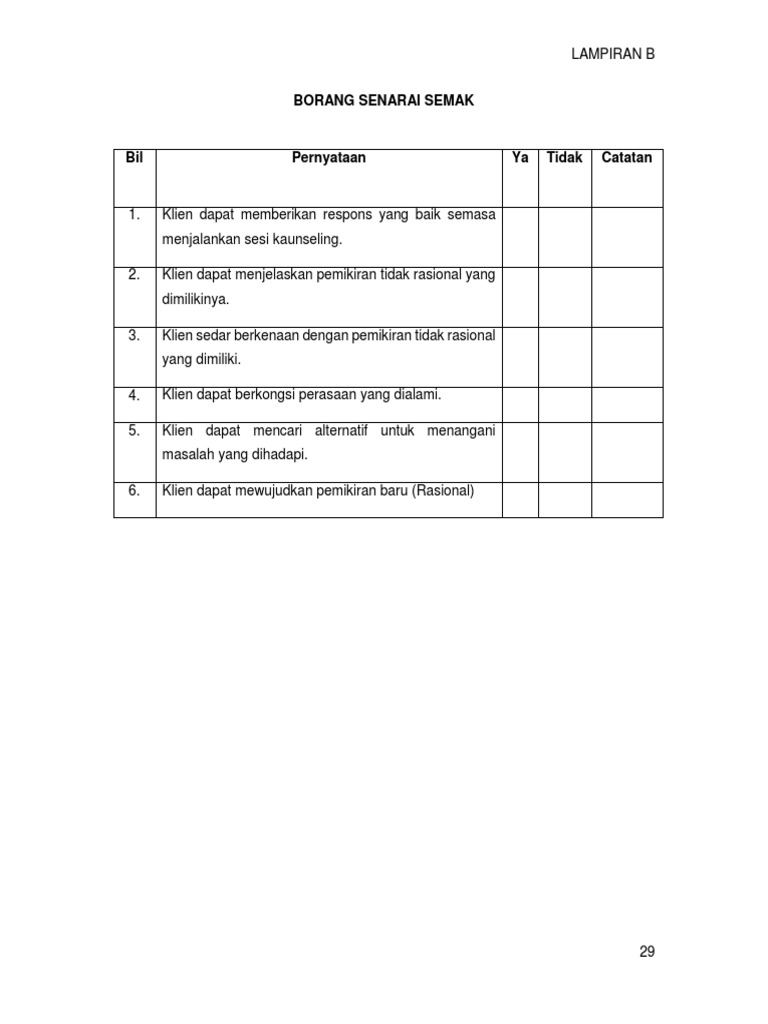 Borang SENARAI SEMAK KAJIAN KES | PDF