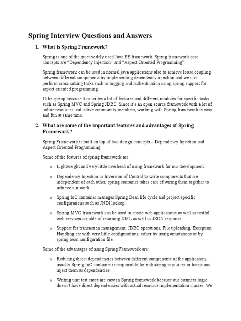 Spring F Aqs | PDF | Spring Framework | Model–View–Controller