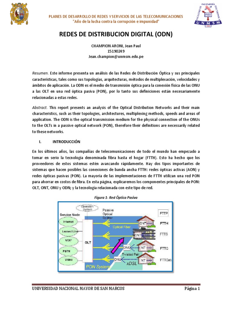 Redes de Distribución Óptica (ODN) | PDF | Topología de la red | Red de ...