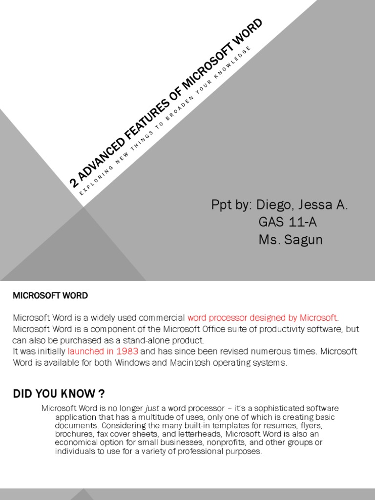 2 Advanced Features of Microsoft Word | PDF | Microsoft Word | Hyperlink