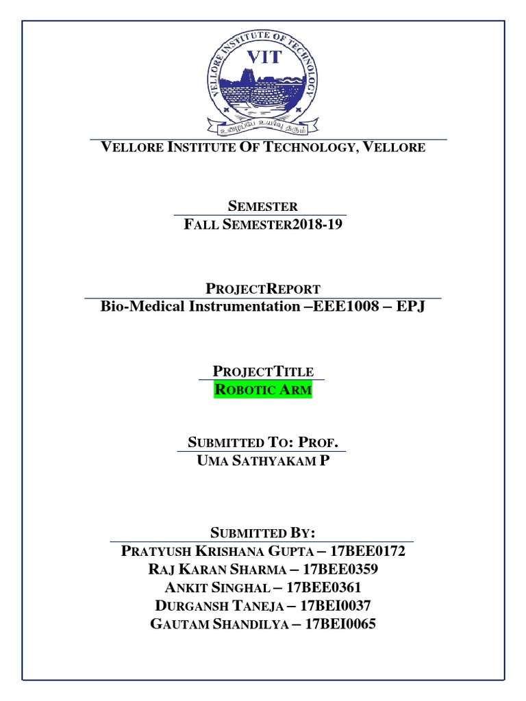 Project Report | PDF | Robotics | Robot