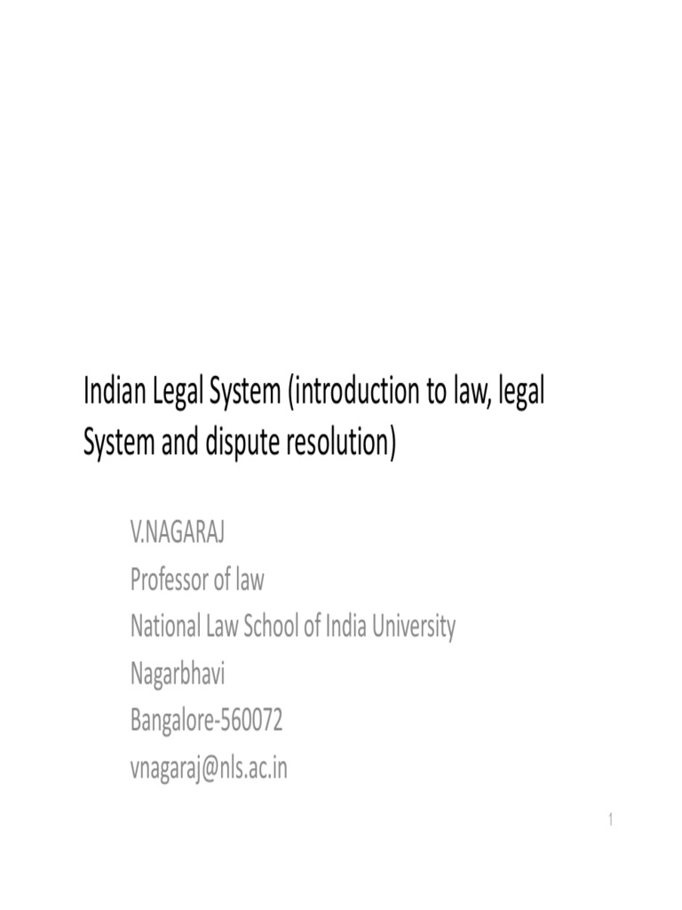 Indian Legal System (Introduction To Law, Legal System and Dispute ...