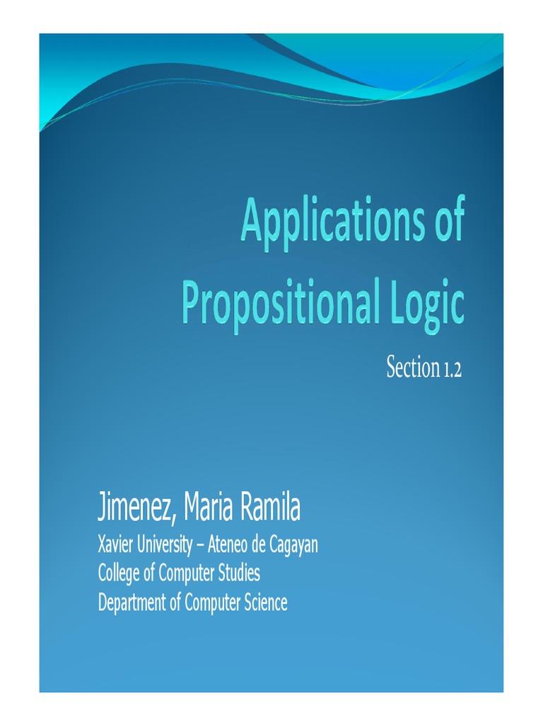 Applications of Propositional Logic | PDF | Proposition | Logic