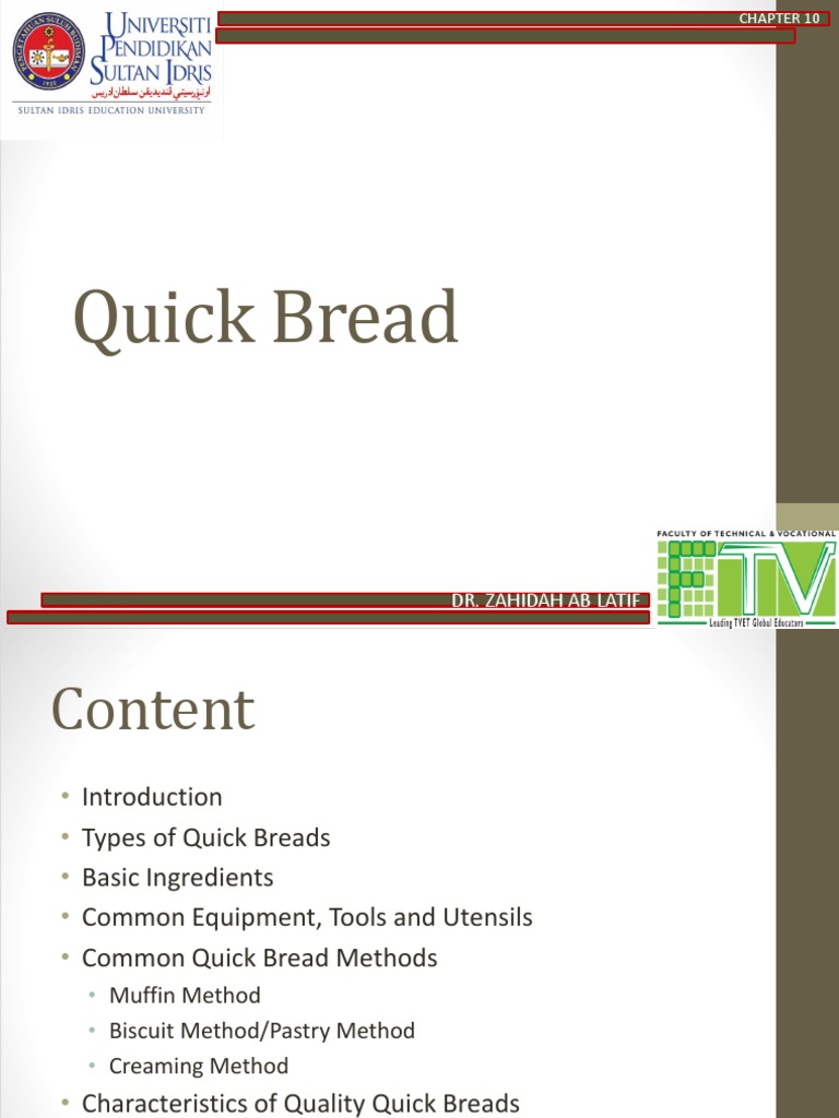 Chapter 10 - Quick Bread | PDF | Breads | Dough