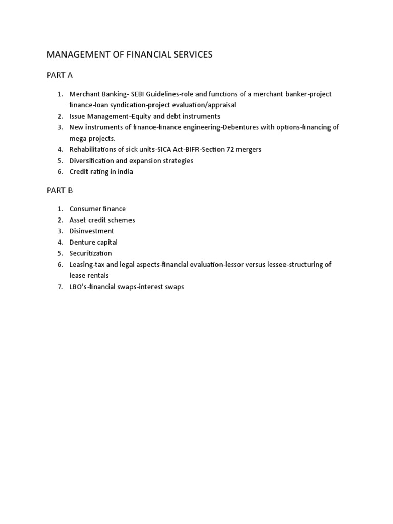 Financial Services Management Overview | PDF