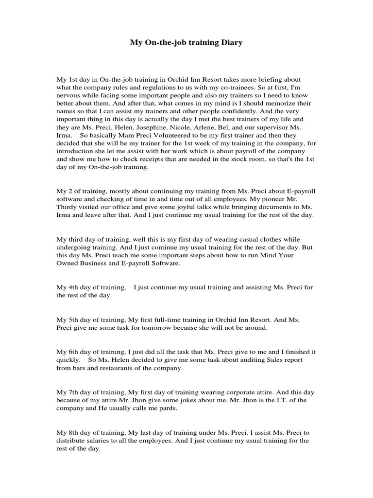OJT Diary | PDF
