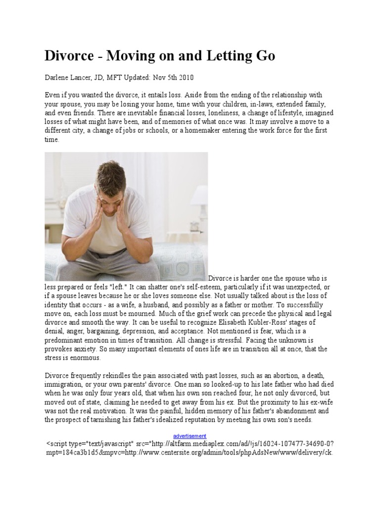 Divorce - Moving On and Letting Go: Advertisement | PDF | Grief | Divorce