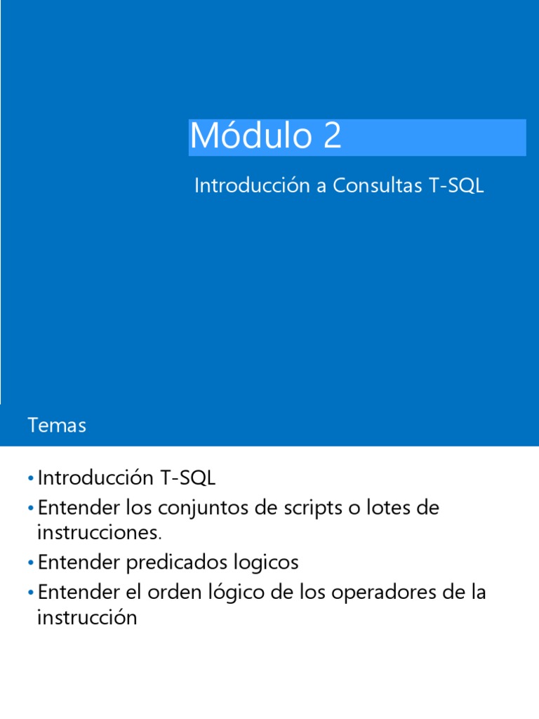 Modulo 2 | PDF | Servidor SQL de Microsoft | SQL