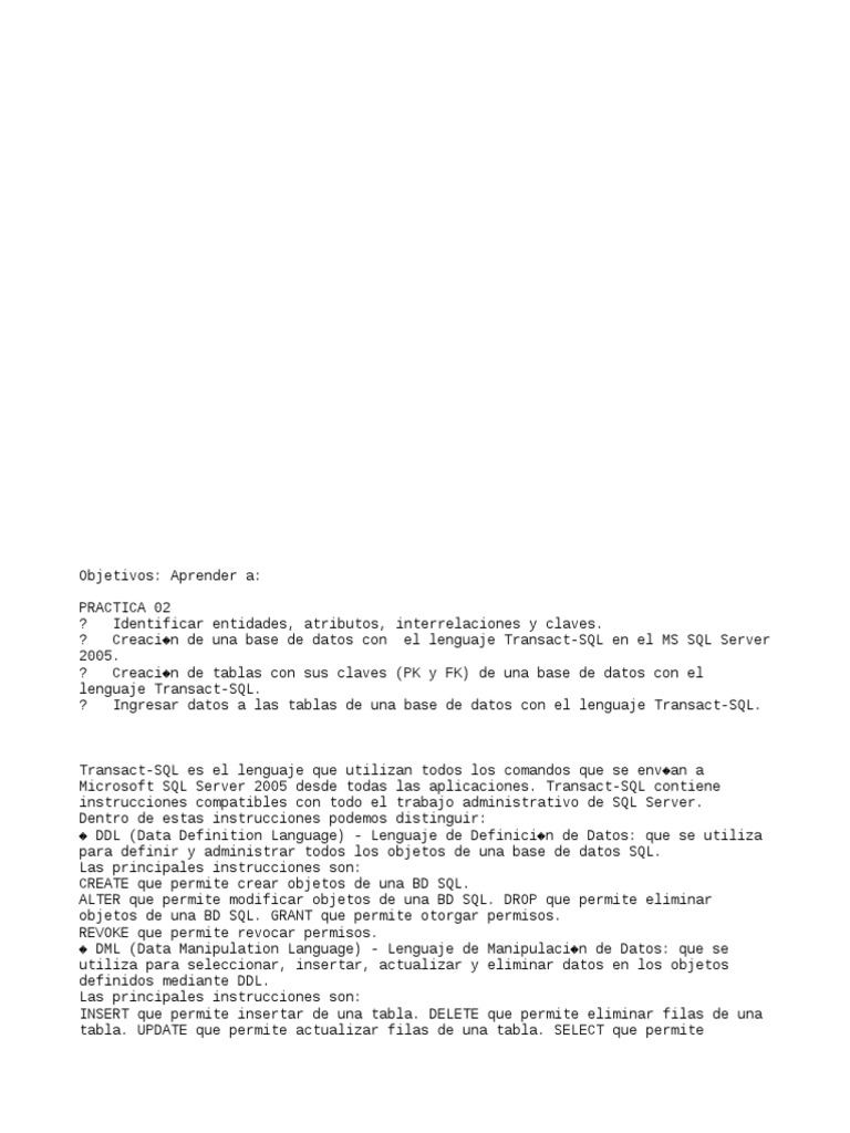 Practicas Sql 2 Pdf Sql Servidor Sql De Microsoft