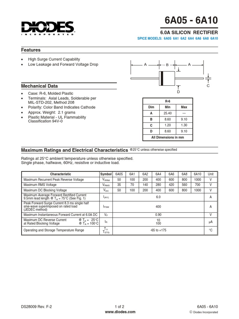 Datasheet 6A8 Fusível | PDF | Rectifier | Electric Power