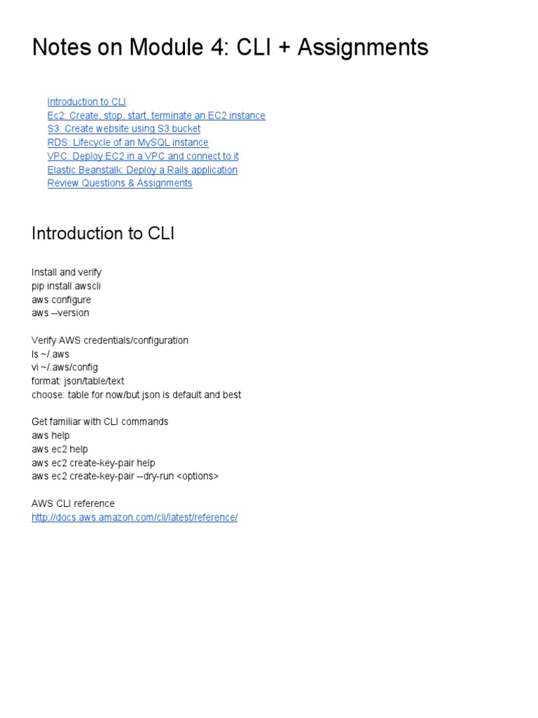 Notes On Module 4: CLI + Assignments | PDF | Command Line Interface ...