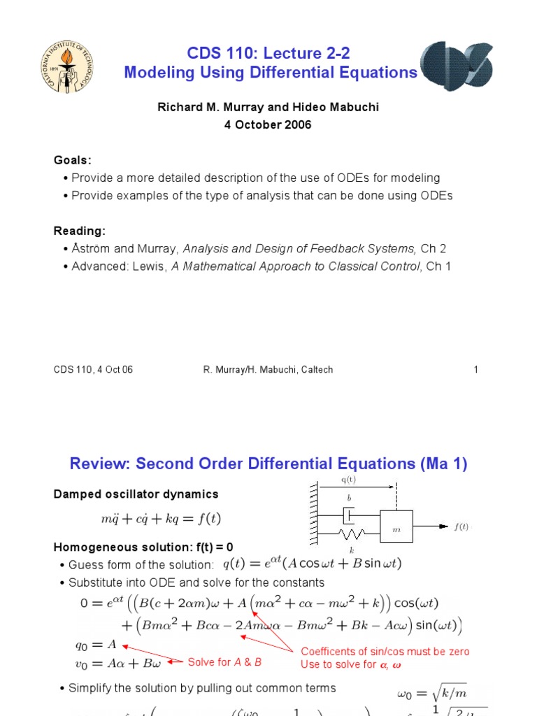L2-2 Odes | PDF | Ordinary Differential Equation | System Of Linear ...