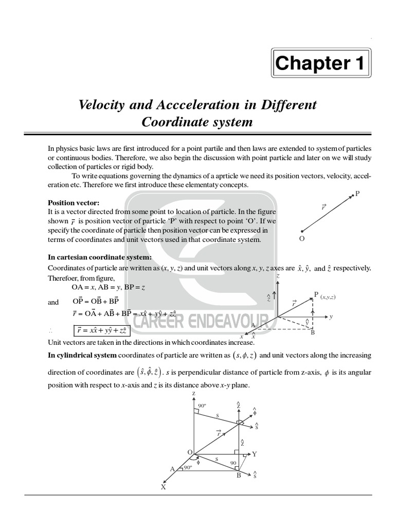 1 Velocity & Acceleration in Different Coordinate System | PDF ...