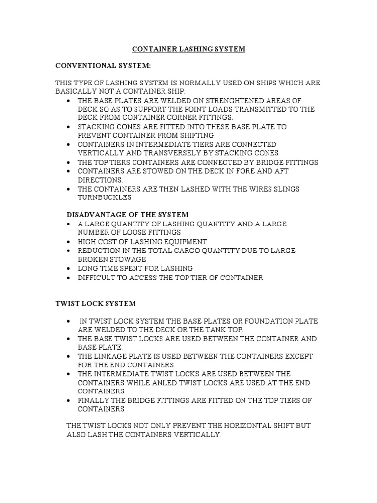 Container Lashing Pdf Deck Ship Force