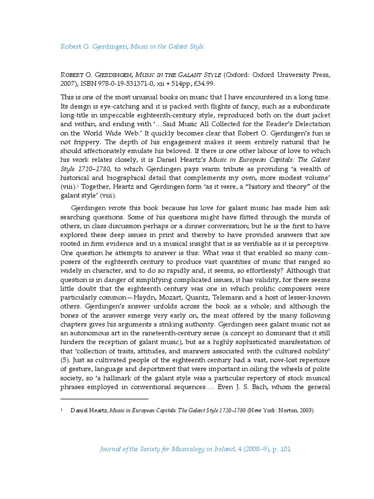 Robert O. Gjerdingen, Music in The Galant Style: Obert Jerdingen | PDF ...