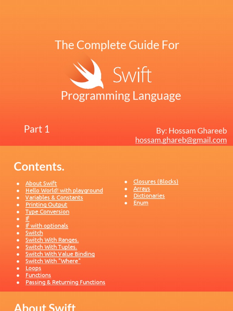 The Complete Guide For: By: Hossam Ghareeb | PDF | Swift (Programming Language) | Parameter ...