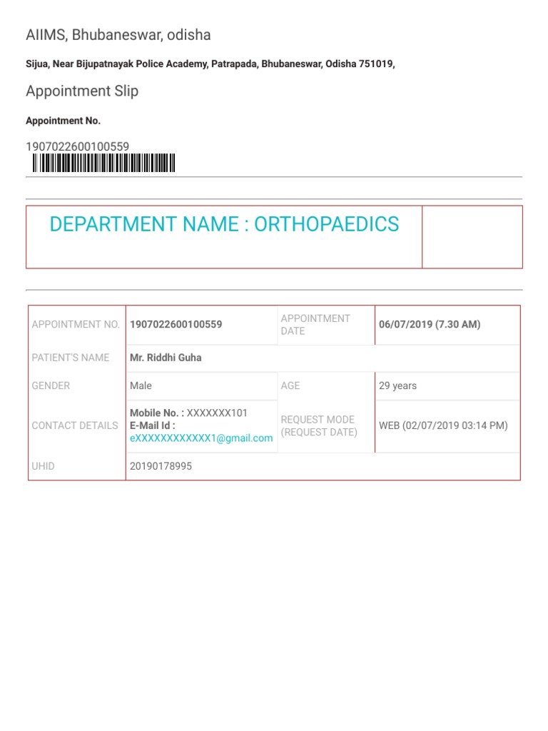 Department Name: Orthopaedics: AIIMS, Bhubaneswar, Odisha | PDF