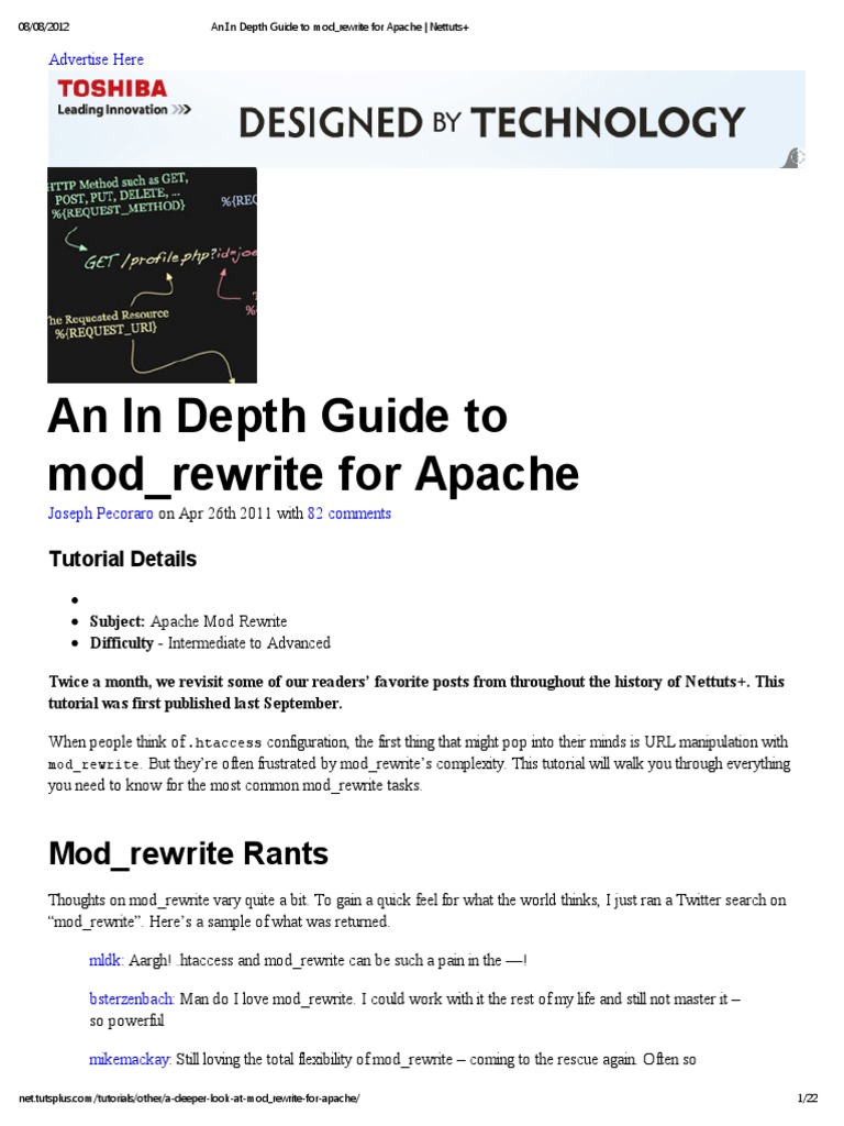 An in Depth Guide To Mod - Rewrite For Apache | PDF | Regular Expression | Web Server