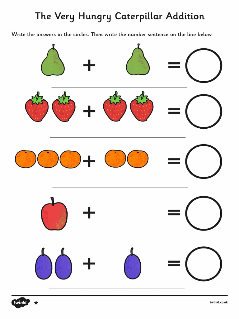 T N 572 The Very Hungry Caterpillar Differentiated Addition Sheet | PDF