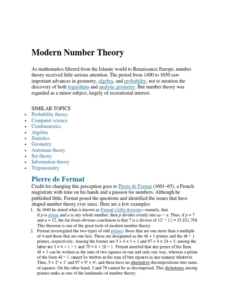 Modern Number Theory | PDF | Number Theory | Prime Number