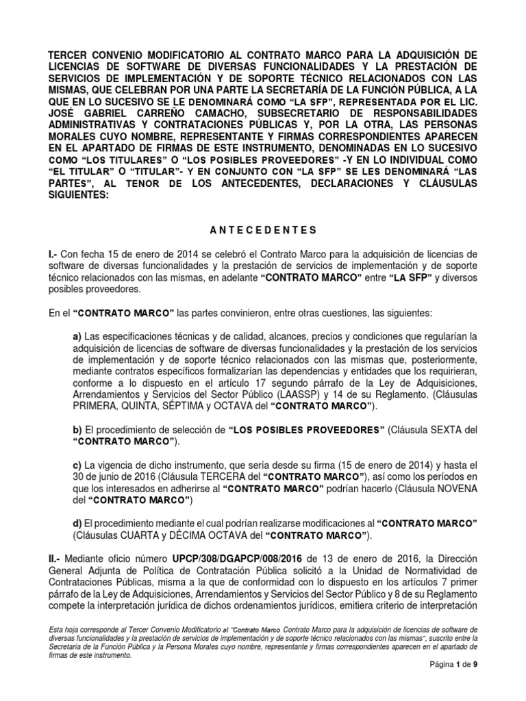 Tercer Convenio Modificatorio Contrato Marco de Software-29062018 ...