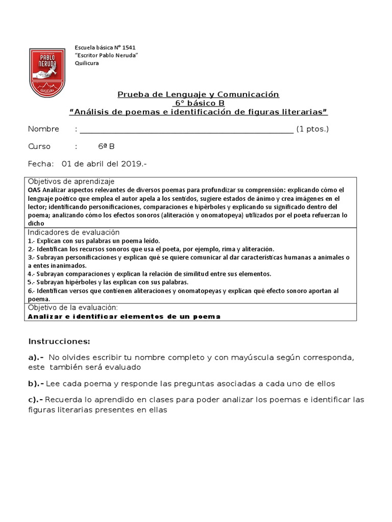 Prueba Del Poema | PDF | Rima | Poesía