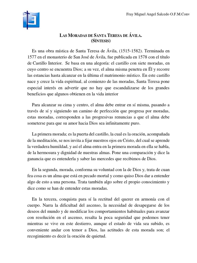 Las Moradas De Santa Teresa De ávila Pdf Teresa De ávila Misticismo