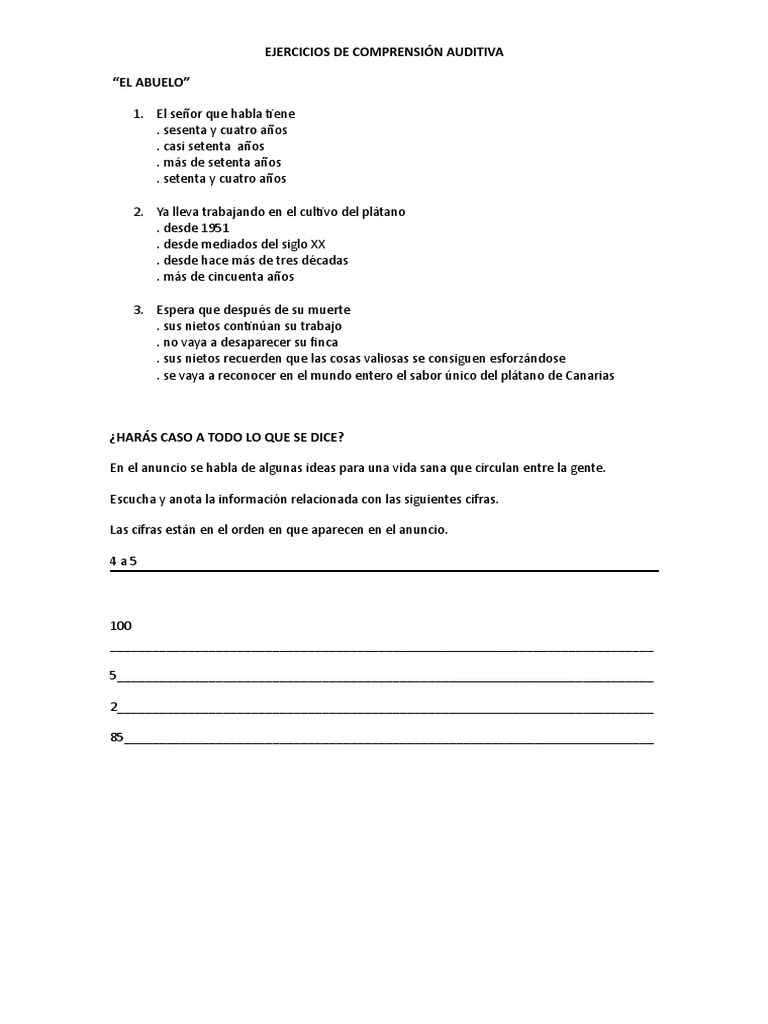 Ejercicios para Comprensión Auditiva | PDF | Camino de santiago