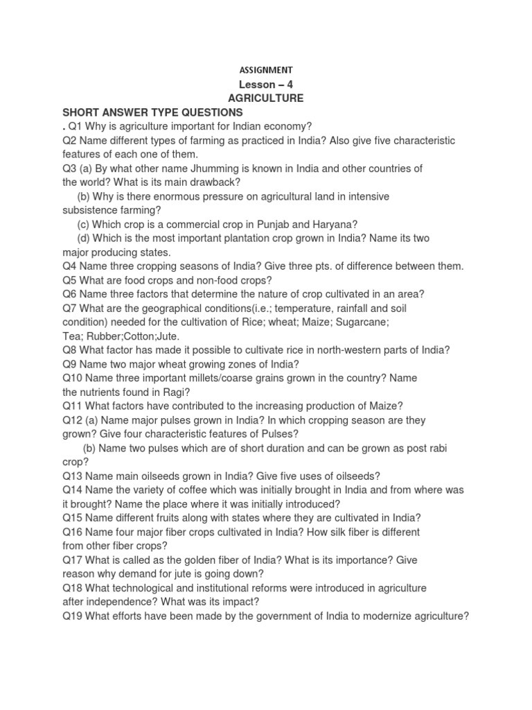 Assignment 1 Agriculture | PDF