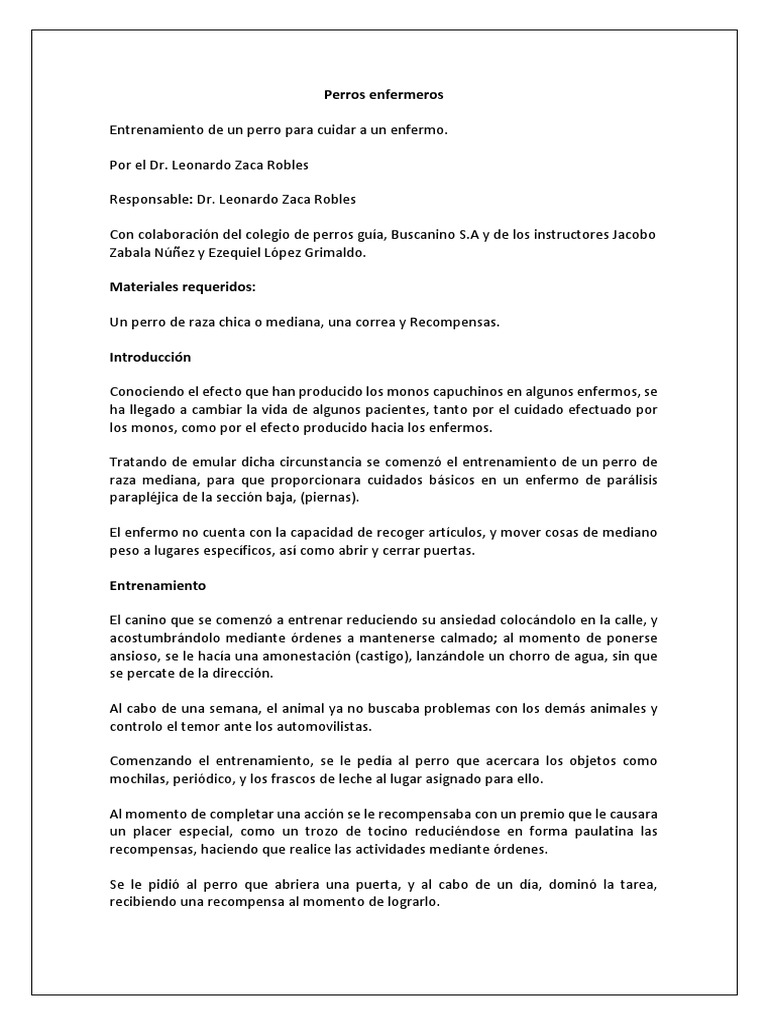 Perros como cuidadores de enfermos | PDF | Perros | Enfermedades animales