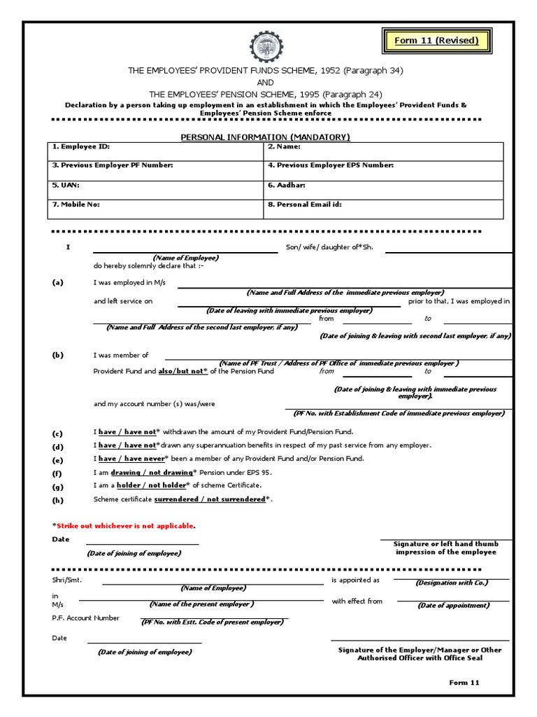 Form 11 Revised Modified Format | PDF | Pension | Retirement