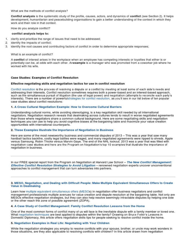 Methods of Conflict Analysis Explained | PDF | Conflict Resolution ...