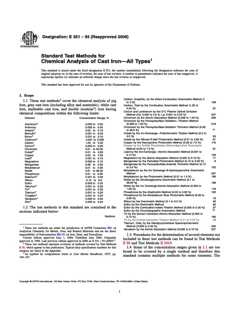 Astm E351 | PDF