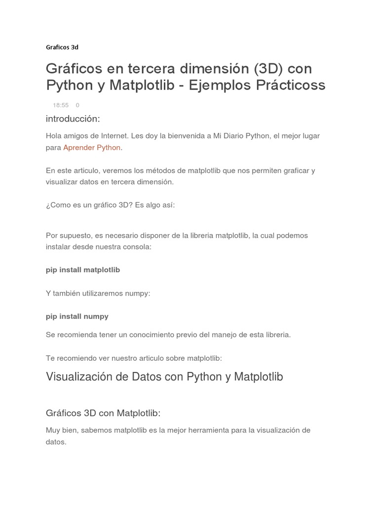 Gráficos 3D con Python y Matplotlib | PDF | Geometría algebraica | Espacio