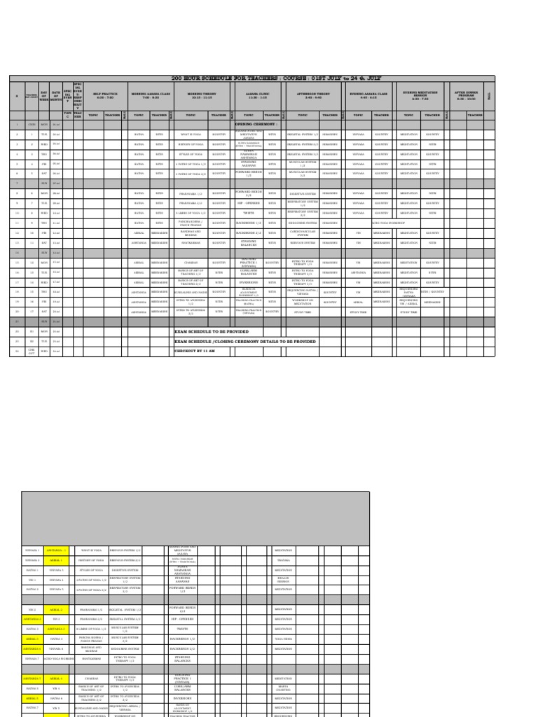 1st July Schedule PDF | PDF | Hatha Yoga | Ashtanga Vinyasa Yoga