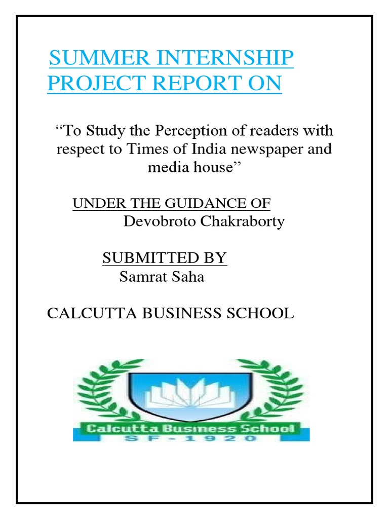 Samrat Saha SIPReport | PDF | Newspapers | Magazines