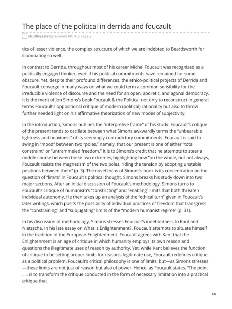 DURST - The Place of The Political in Derrida and Foucault - InCOMPLETO ...