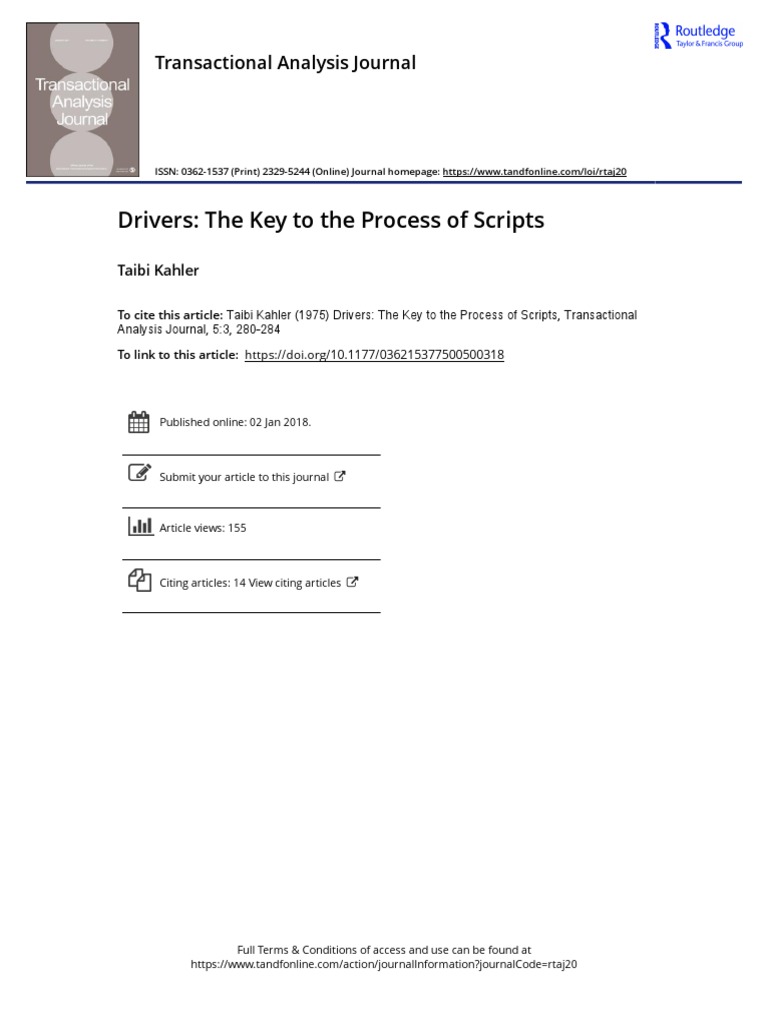 Drivers The Key To The Process of Scripts PDF | PDF | Psychotherapy ...