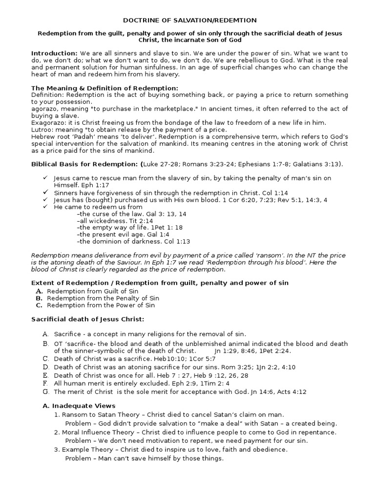 Doctrine of Salvation | PDF | Atonement In Christianity | Salvation