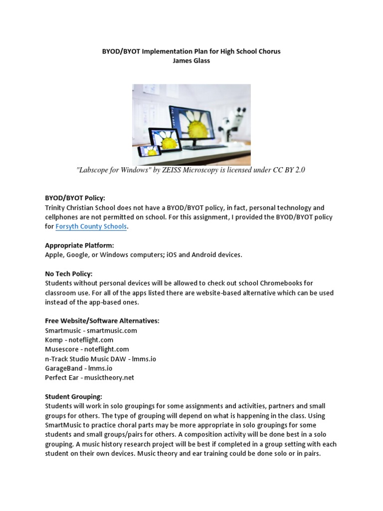 BYOD/BYOT Plan for High School Chorus | PDF | Mobile App | Ios
