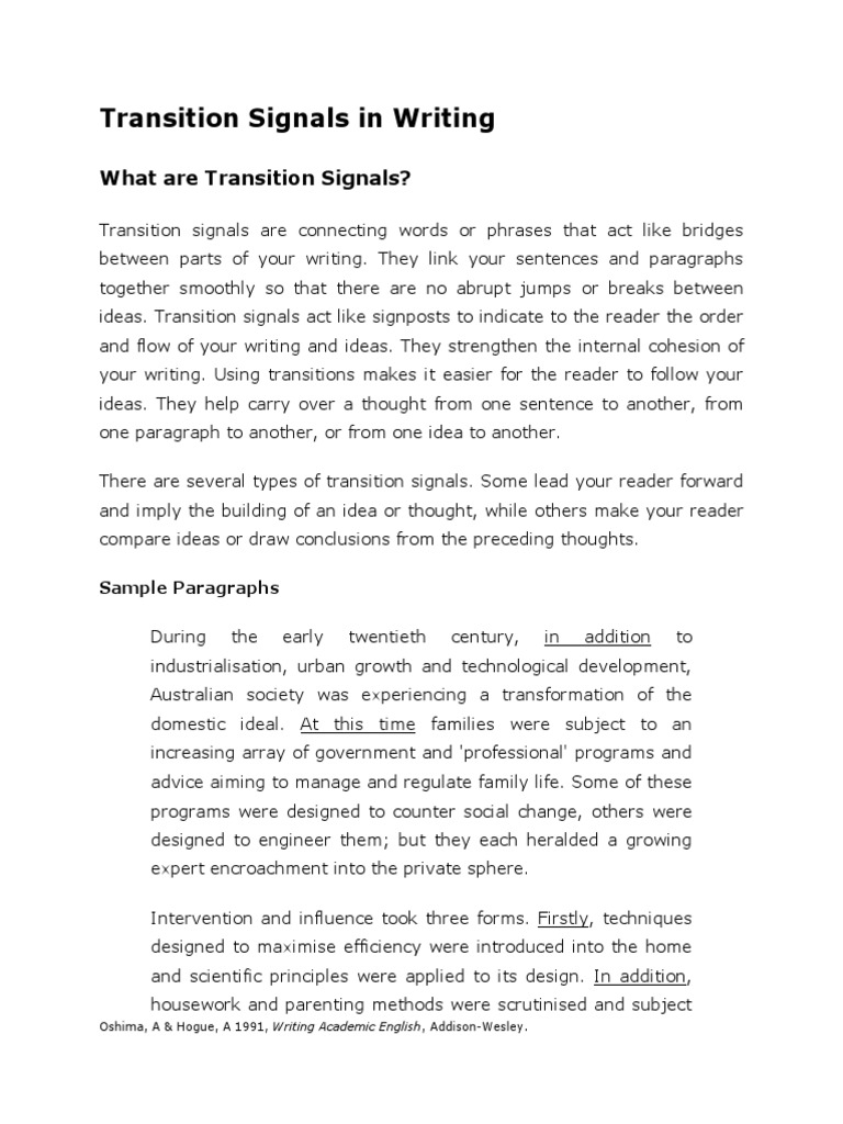 Transition Signals in Writing | PDF | Cognitive Science | Cognition