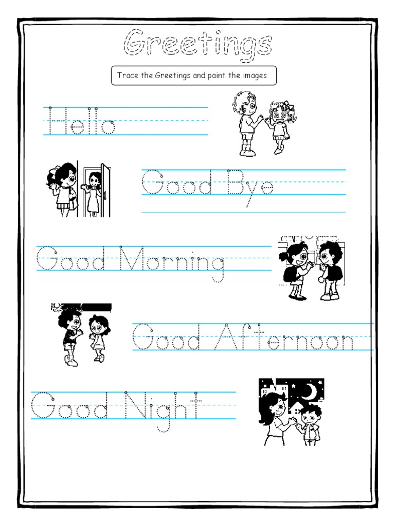 Trace The Greetings and Paint The Images | PDF