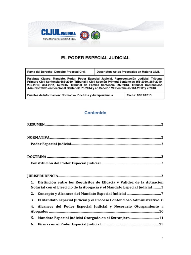 El Poder Especial Judicial | PDF | Ley procesal | Caso de ley