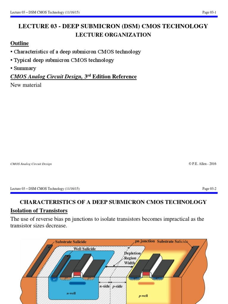 Lecture 03 - Deep Submicron (DSM) Cmos Technology | PDF | Cmos | Mosfet